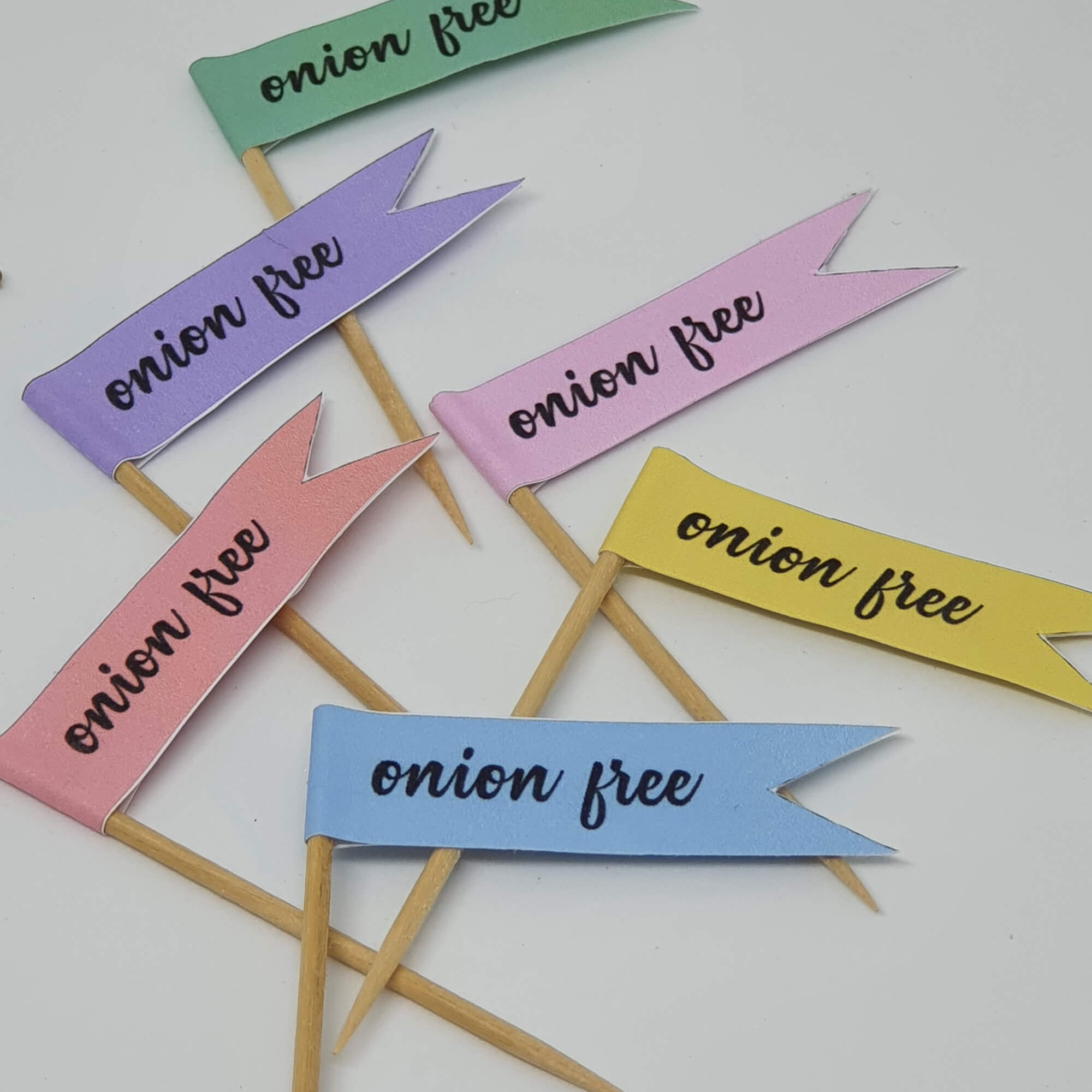 Onion Free Toothpick Flags (pastel) | The Gluten Free Queen