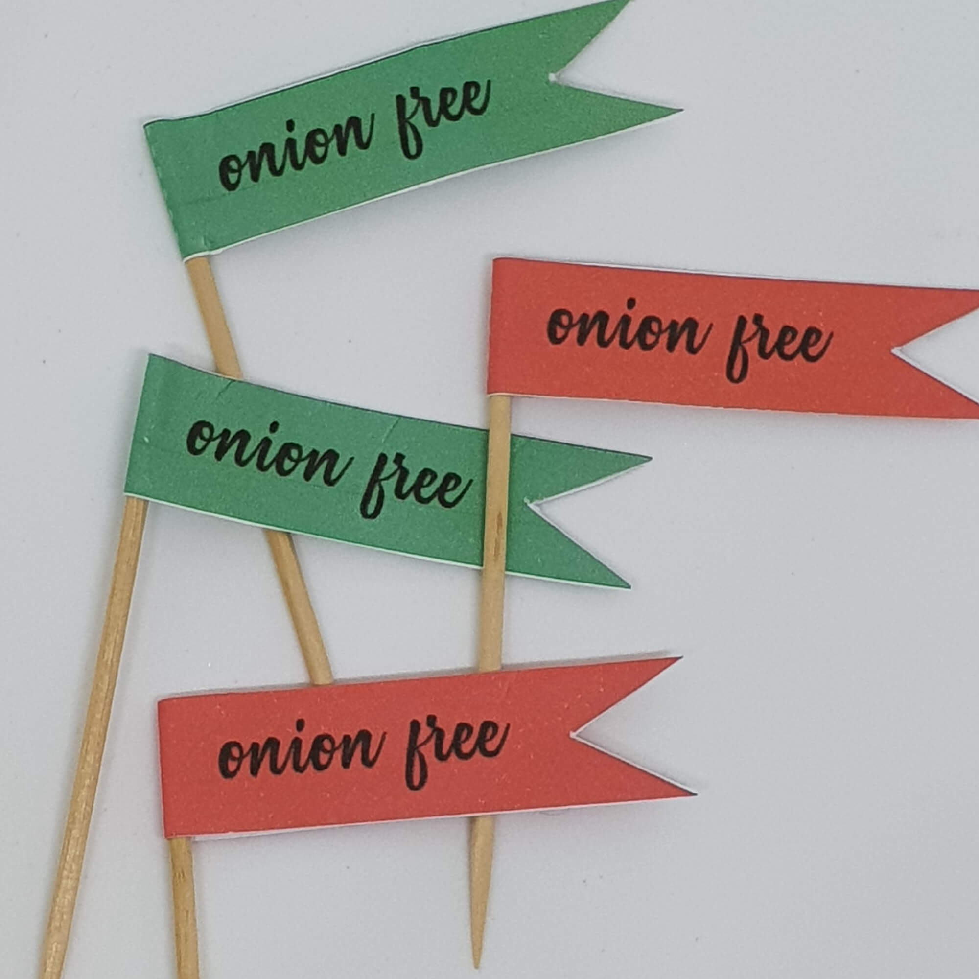 Onion Free Toothpick Flags (Red & Green) | The Gluten Free Queen