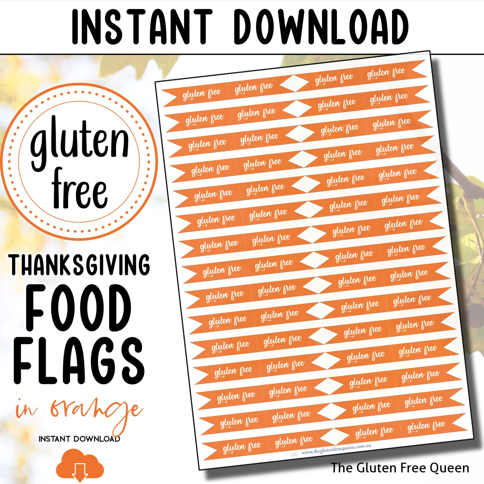 Gluten free toothpick flags (Thanksgiving - orange) - The Gluten Free Queen