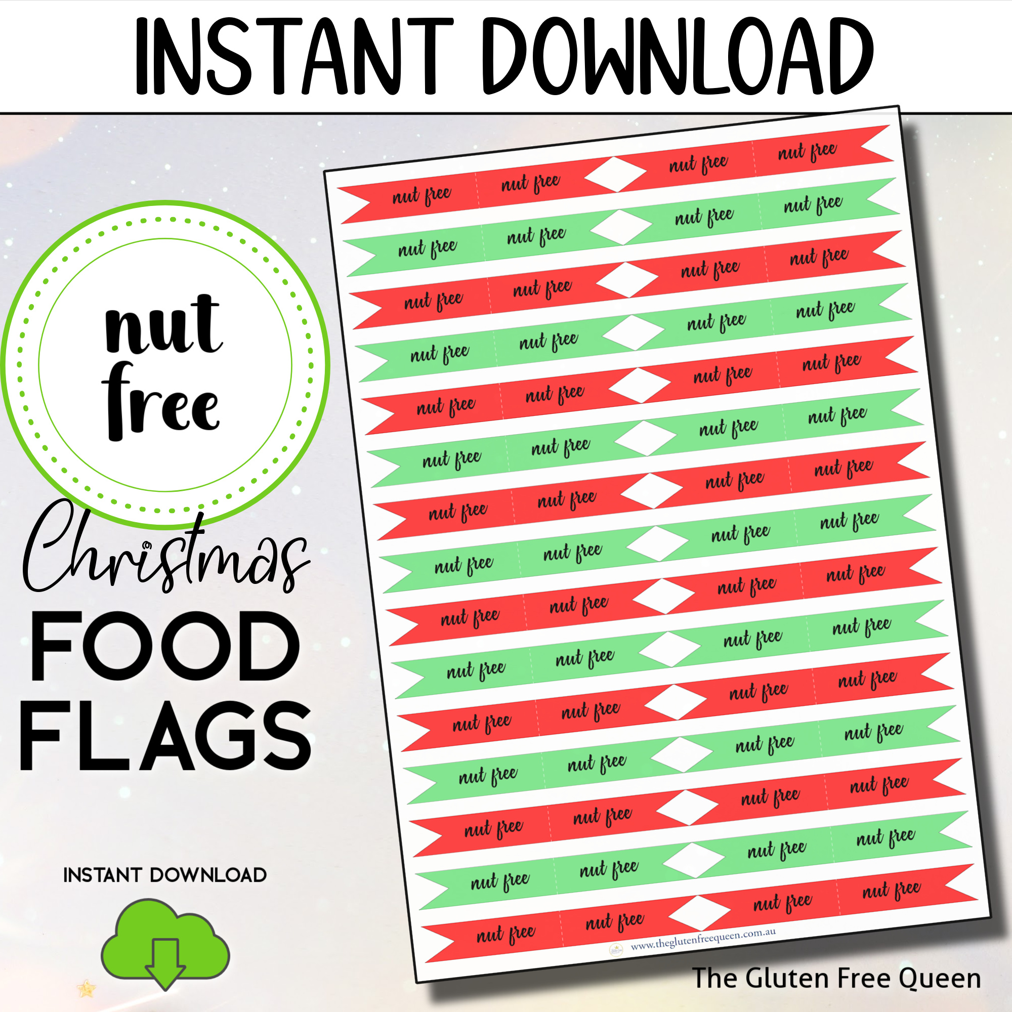 Nut free toothpick flags (Christmas red & green) - The Gluten Free Queen