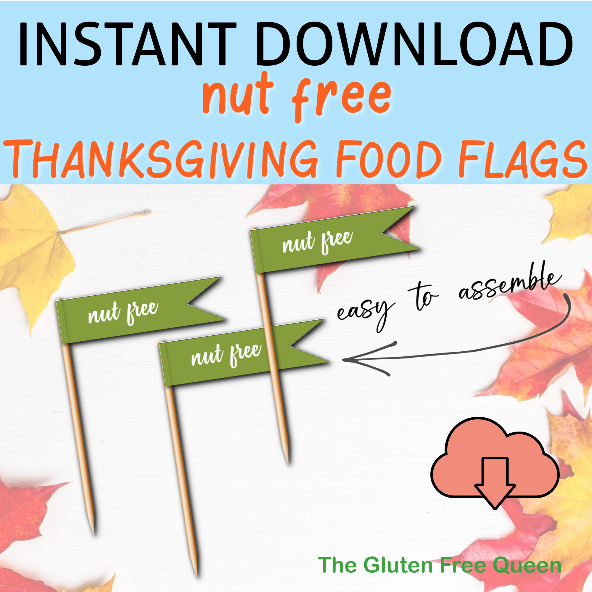 Nut free toothpick flags (Thanksgiving - green) - The Gluten Free Queen