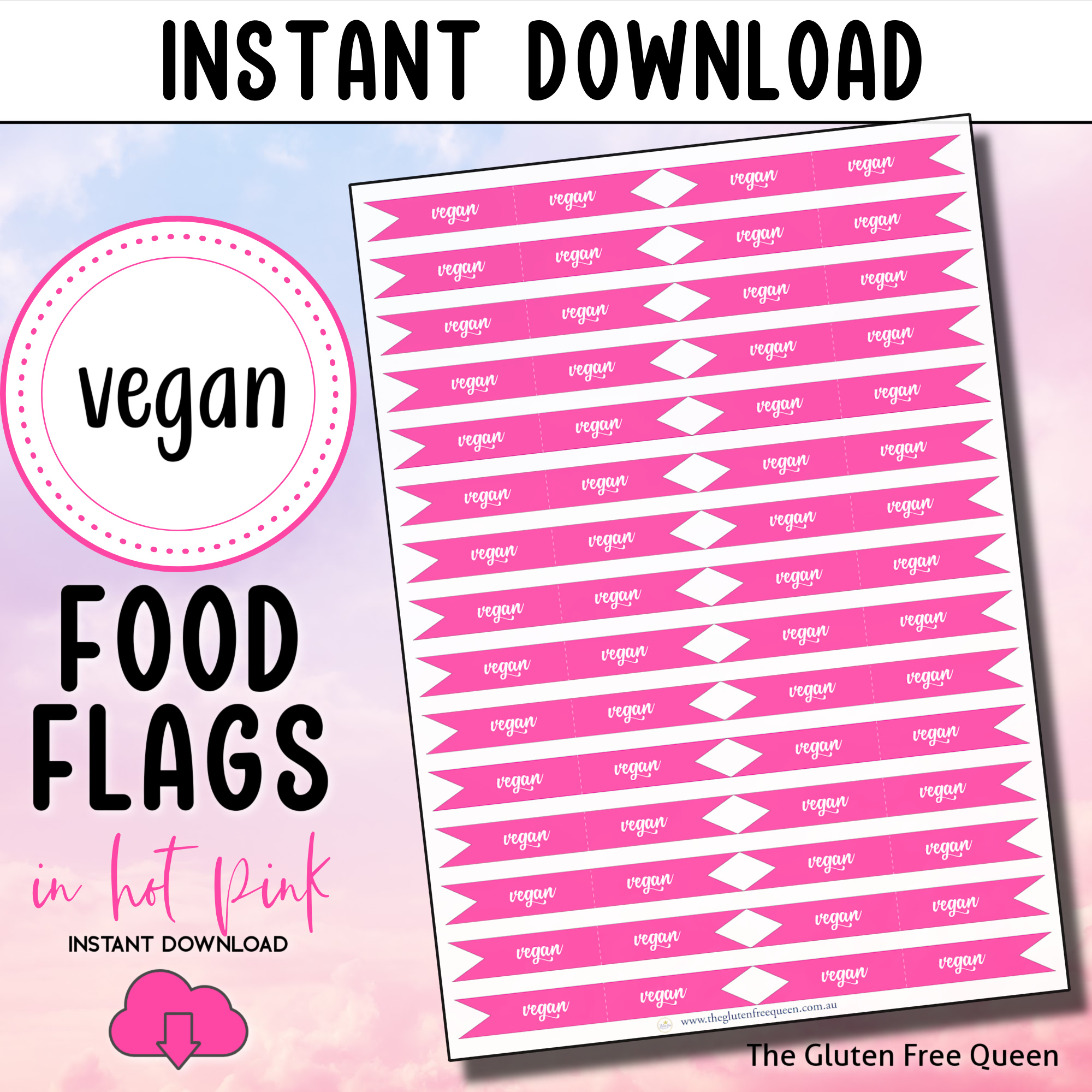 Vegan toothpick flags (hot pink) - The Gluten Free Queen