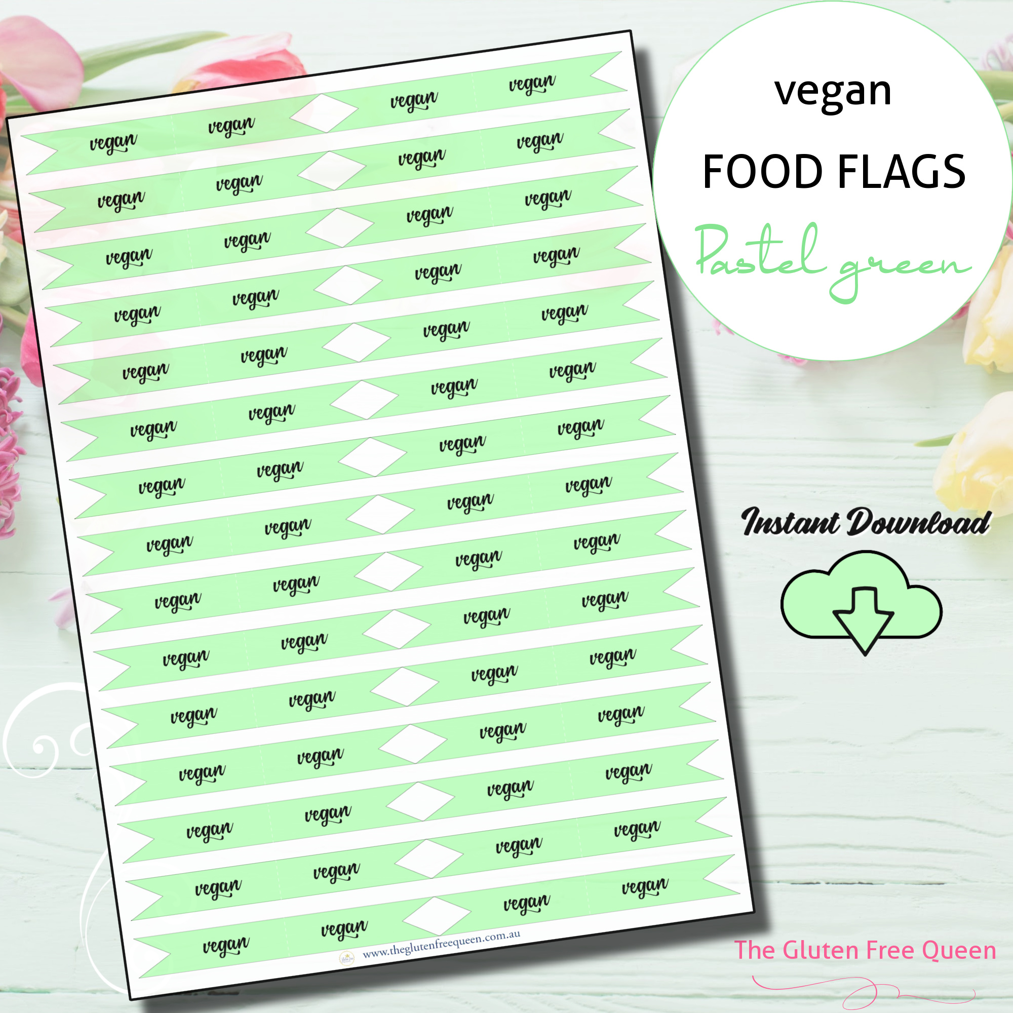 Vegan toothpick flags (pastel green) - The Gluten Free Queen