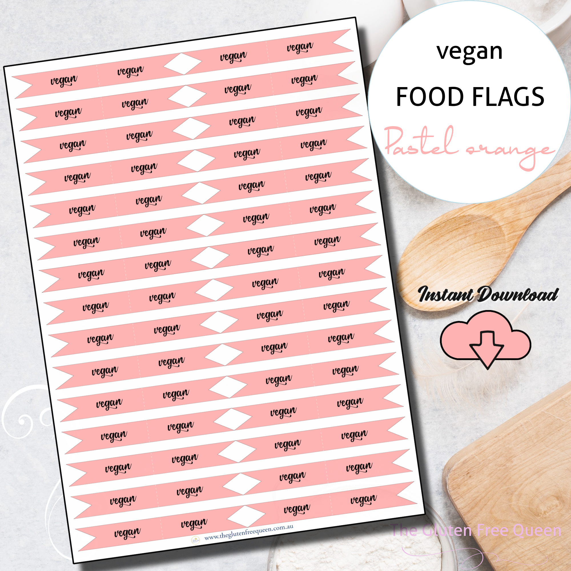 Vegan toothpick flags (pastel orange) - The Gluten Free Queen