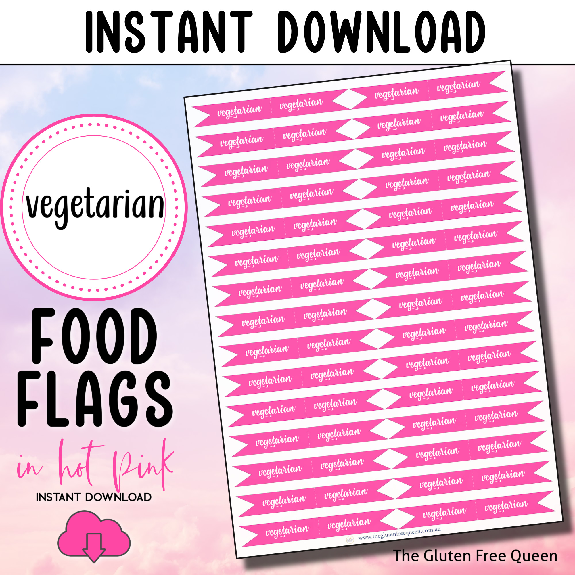 Vegetarian toothpick flags (hot pink) - The Gluten Free Queen