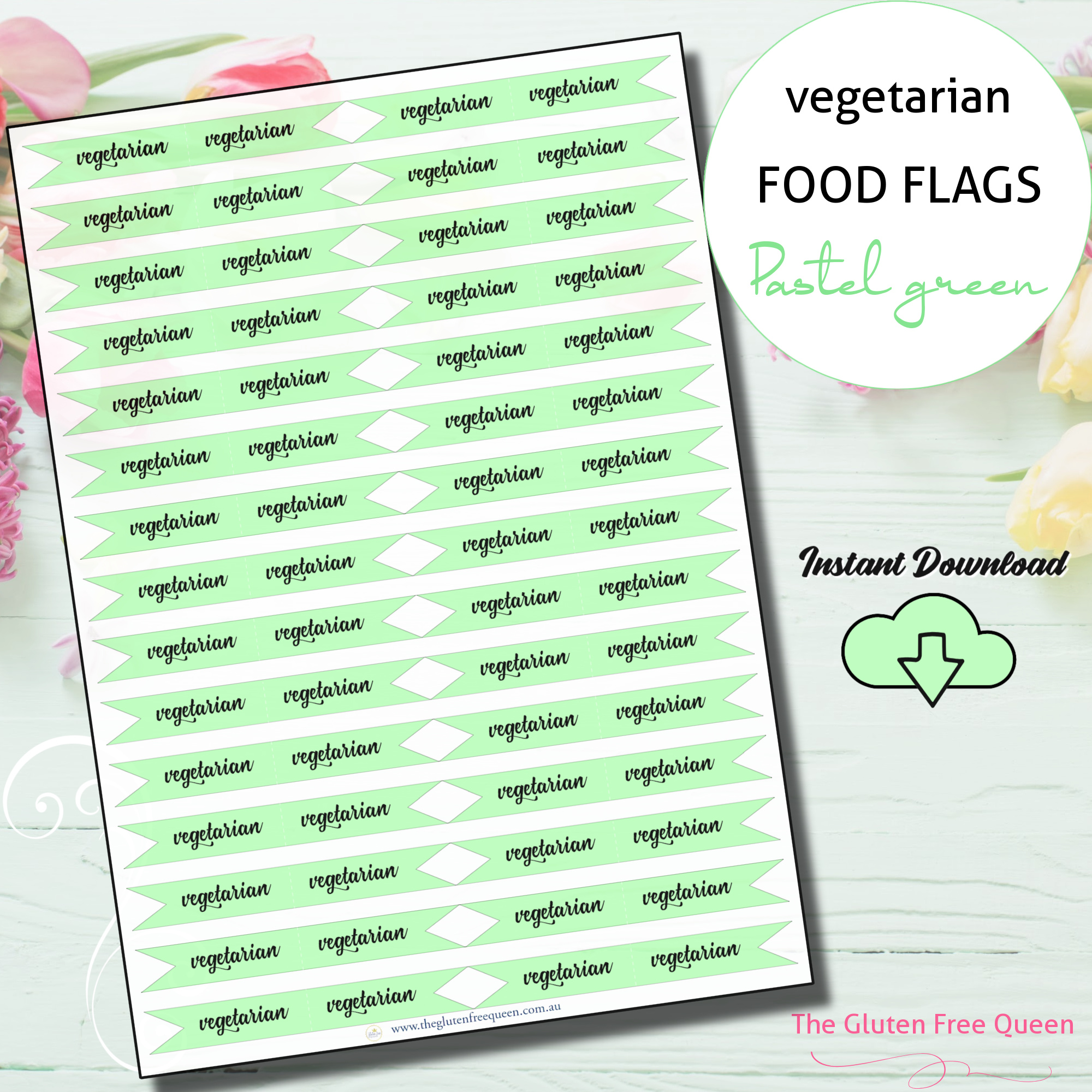 Vegetarian toothpick flags (pastel green) - The Gluten Free Queen