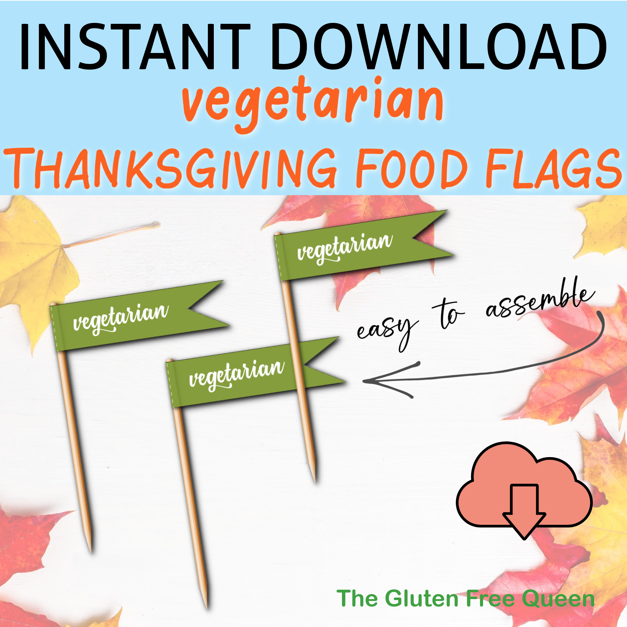 Vegetarian toothpick flags (Thanksgiving - green) - The Gluten Free Queen