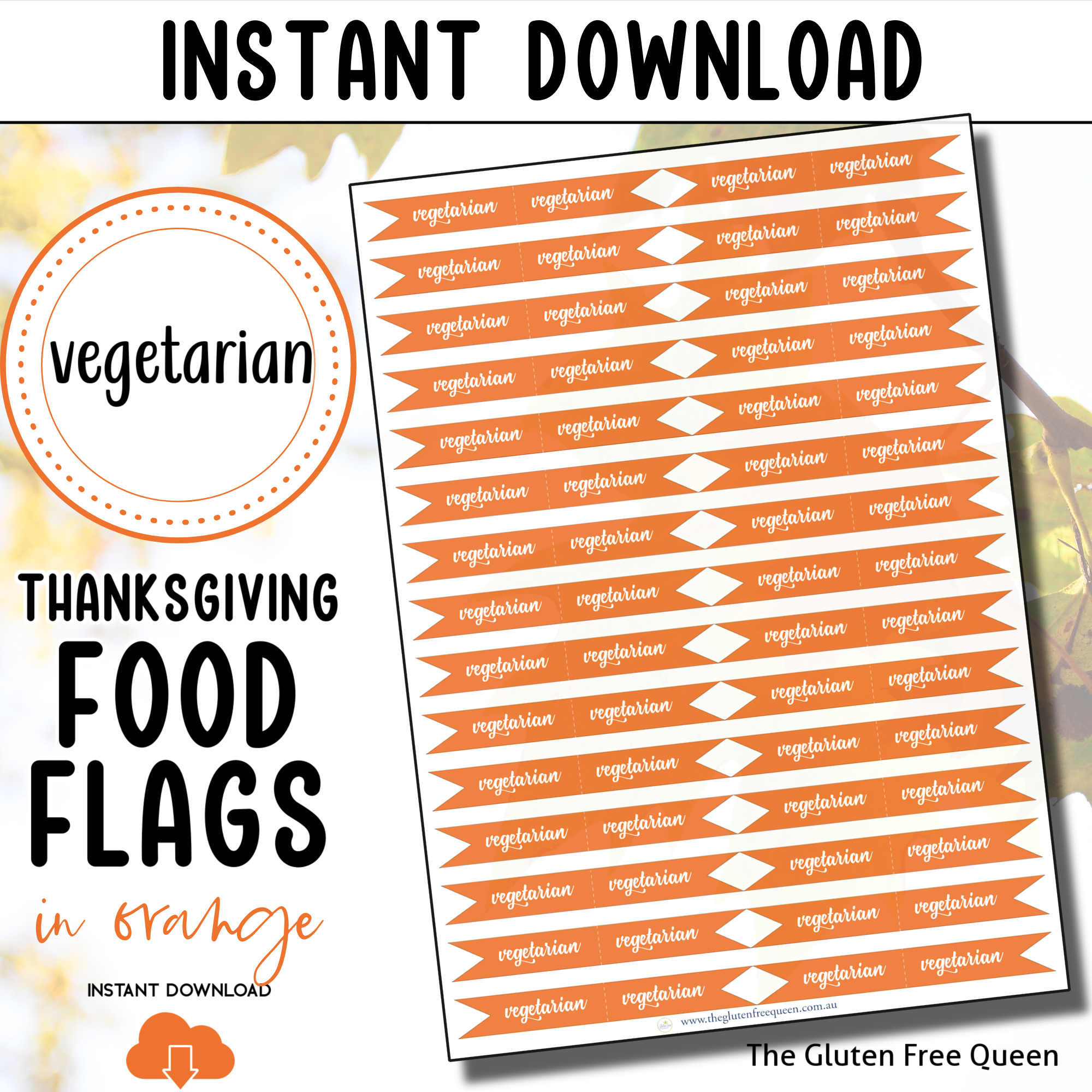 Vegetarian toothpick flags (Thanksgiving - orange) - The Gluten Free Queen