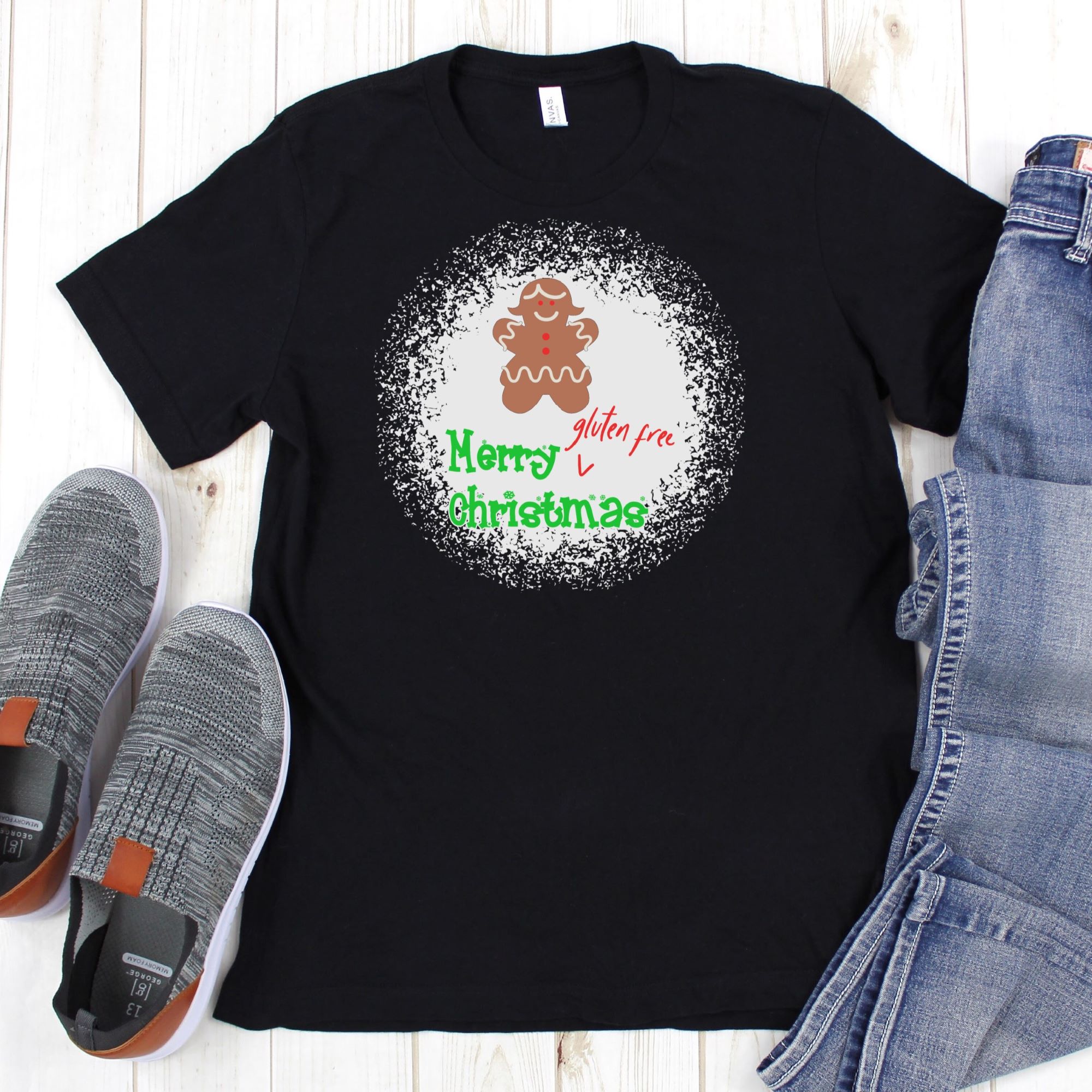 Merry Gluten Free Christmas Men's Gingerbread Girl Shirt (Black) - The ...