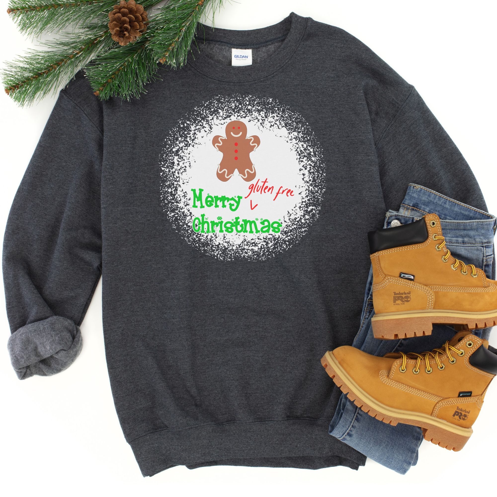 Merry Gluten Free Christmas Men's Gingerbread Boy Jumper (Dark Grey ...