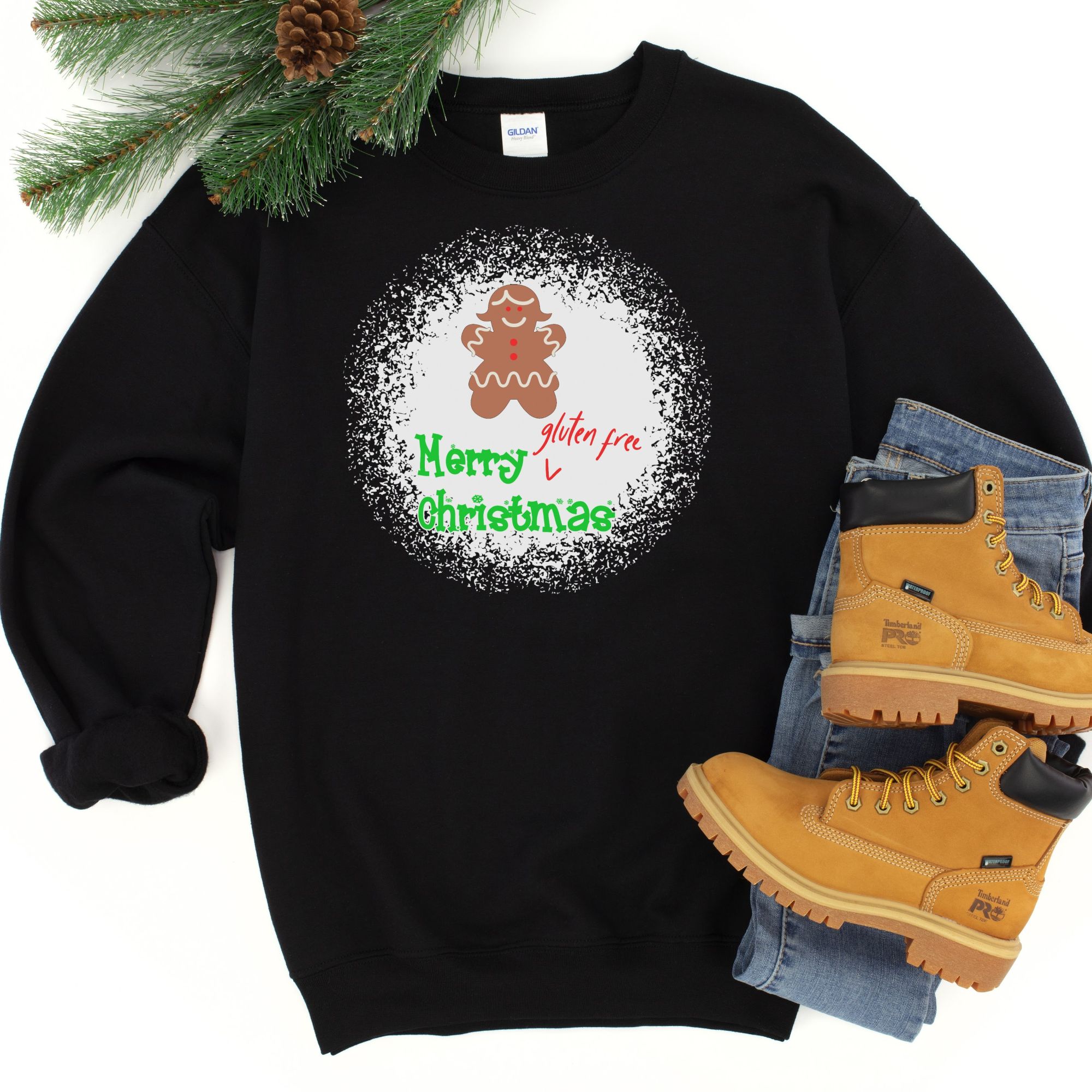 Merry Gluten Free Christmas Men's Gingerbread Girl Jumper (Black) - The ...